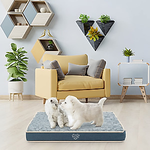 VANKEAN Waterproof Dog Crate Pad Bed Mat Reversible (Cool & Warm), Removable Washable Cover & Waterproof Inner Lining, Pet Crate Mattress for Cats and Dogs, Joint Relief Dog Bed for Crate, Navy/Grey