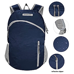 BEMYGREENBAG Waterproof foldable backpack lightweight for outdoor sport bag With inside wet cloths packable for multiple use (Dark blue)