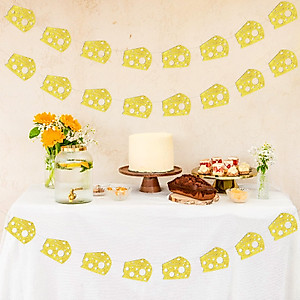 Sursurprise Cheese Themed Party Decorations, 3Pcs Cheese Banner for Macaroni and Cheese Birthday Decorations Party Supplies