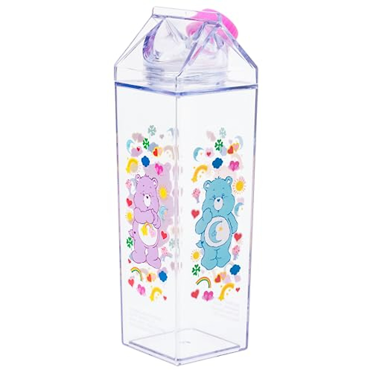 Silver Buffalo Care Bears Plastic Milk Carton Bottle Featuring Friend, Cheer, Grumpy Bear & Best Friend, 16.2 Ounces