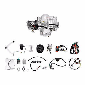 DOONARCES 125cc 4 Stroke Electric Start Engine Motor Air-cooled Single-cylinder Semi Auto Engine with 3 Forward 1 Reverse for ATV Bike Go kart Quad Dirt bike, Silver