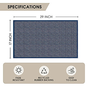 Artoid Mode Washable Non Slip Rubber Backing Kitchen Rugs Blue Doormat, Absorbent Kitchen Floor Mats Front of Sink Kitchen Mats for Floor Home Decor 17x29 Inch