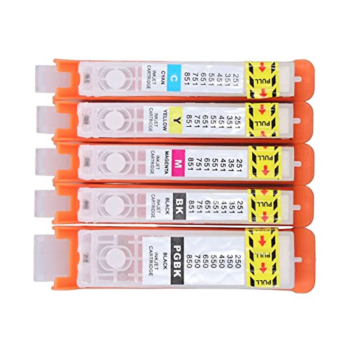 Walfront 5Pcs Ink Cartridge for PIXMA Ink Cartridge Replacement IP7250 MG6350 MG5450 MX925 MX725 MG6450 MG5550 IX6850 Printers