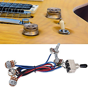 Guitar Wiring Harness, 3 Way Switch 2 Volume 2 Tone 1 Jack 500K Pots Compatible with Guitar Performance Accessory