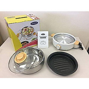 Sonya High End Multi-Functional Non Stick 3 L Electric Shabu shabu Hot Pot 4-in-1 Super Cooker, Bonus BBQ Grill Pan SYHP-2B