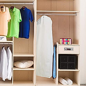 VANVENE Large Garment Bags 72 Saver Dustproof Cover Storage Bag Wedding Dress Bag Prom Ball Gown Garment Clothes Protector (White)