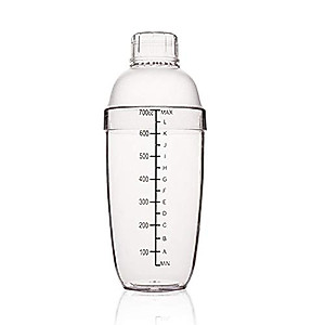 FEOOWV Plastic Cocktail Shaker, Hand Drink Mixer Boba Tea Shaker Cup with Scales,Bar Tool Transparent (24 oz / 700cc)