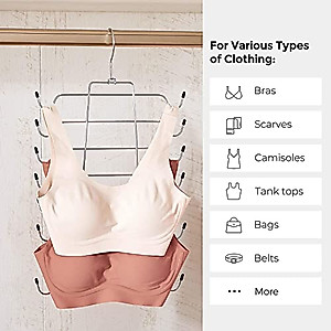 Bra Organizer, 2 Pack Tank Top Hanger for Closet Swivel Hook Foldable Design PODATOL Space Saving Hanger 'Metal Bra Holder Hanging Storage