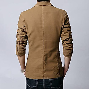 Men's 2 Buttons Casual Sport Coats Lightweight Single Breasted Slim Fit Suit Blazer Cotton Formal Dress Jackets (Khaki,6X-Large)