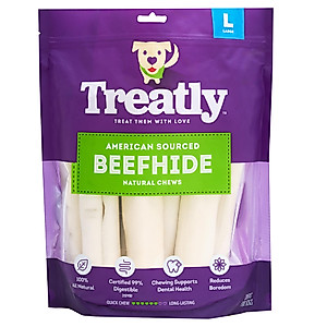 Treatly American Sourced Beefhide Rolls 8-9" Dog Chew Treats - Natural Flavor, 10 Count/1 Pack