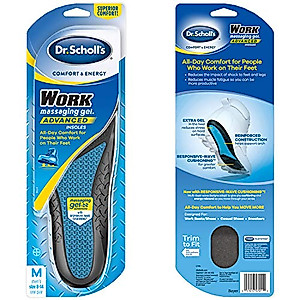 Dr. Scholl’s Sport Insoles Superior Shock Absorption and Arch Support (for Men's 8-4, Also Available for Women's 6-0), 1 Pair & Work Massaging Gel Advanced Insoles for Men Shoe Inserts