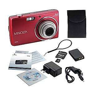 Minolta 20 Mega Pixels Digital Camera, 5X Optical Zoom & HD Video with 2.7" LCD, Red (MN5Z-R)
