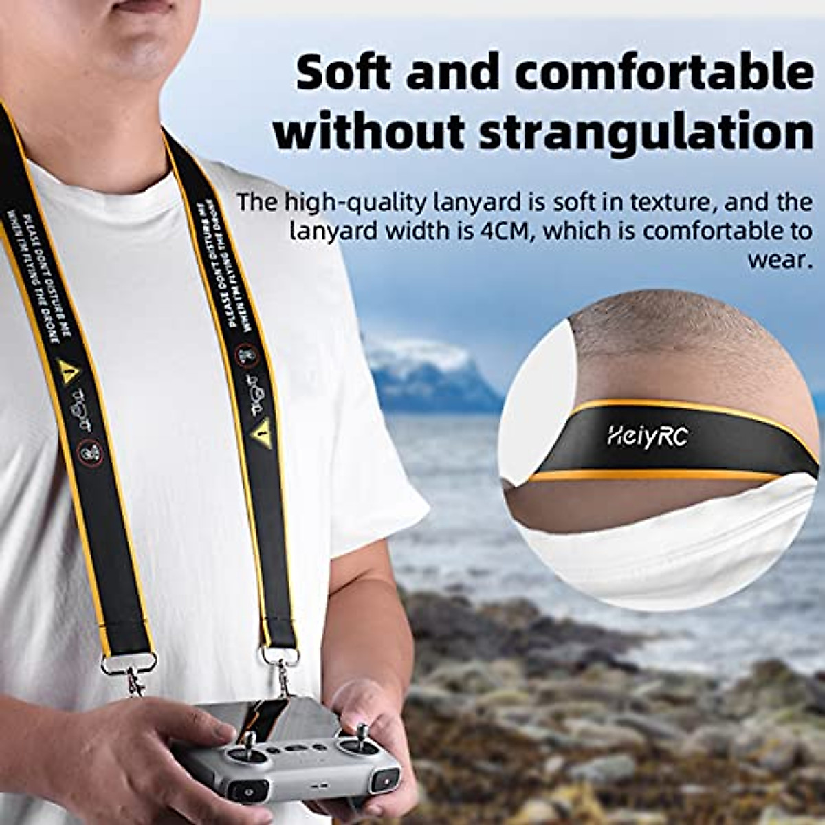 LICHIFIT Widen Lanyard Strap Neck Sling with Warning Sign Drone Accessory for DJI RC PRO/for DJI RC/Mini 3 Pro Remote Controller