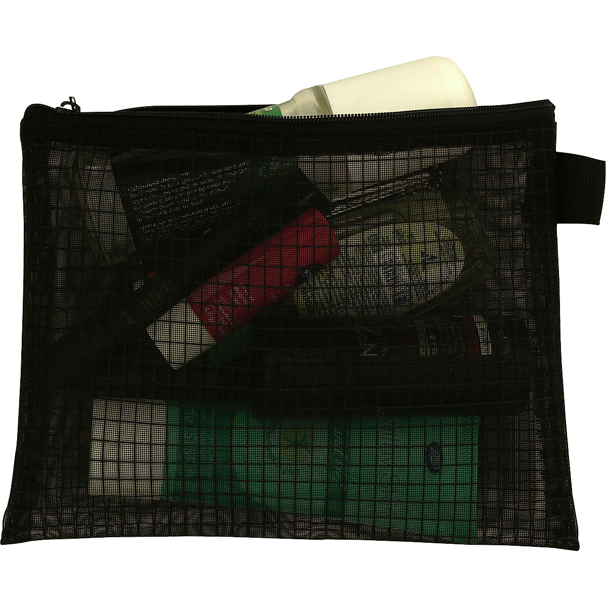 Mesh Bag With Zipper, Set Of 5, Organize Supplies, Cosmetics, Travel Accessories (6x8, Black)