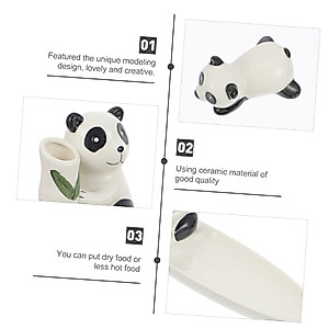 Abaodam 1 Set Ceramics Panda Doll Set Writing Brush Japanese Decor Sushi Plate Food Animal SOYA Sauce Holder Decorate Rice Spoon Dining Room Table Decor Cartoon Japanese Chopstick Stand