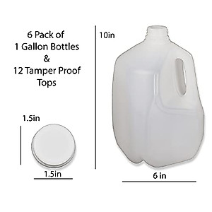 Empty Gallon Milk Jugs With Caps For Milk, Water, Juce, Tea With Caps For Reusing, Storage, 6 Empty Gallons With Caps Plus Six Additional Caps