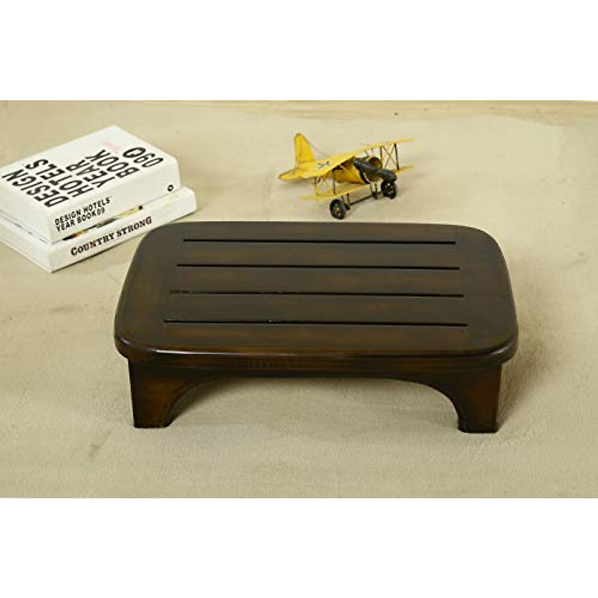 URFORESTIC Solid Wood Bed Step Stool Super Large/Bedside Steps for High Beds/Solid Wood Super Sturdy Hold Up to 500 LBS (Dark Walnut)