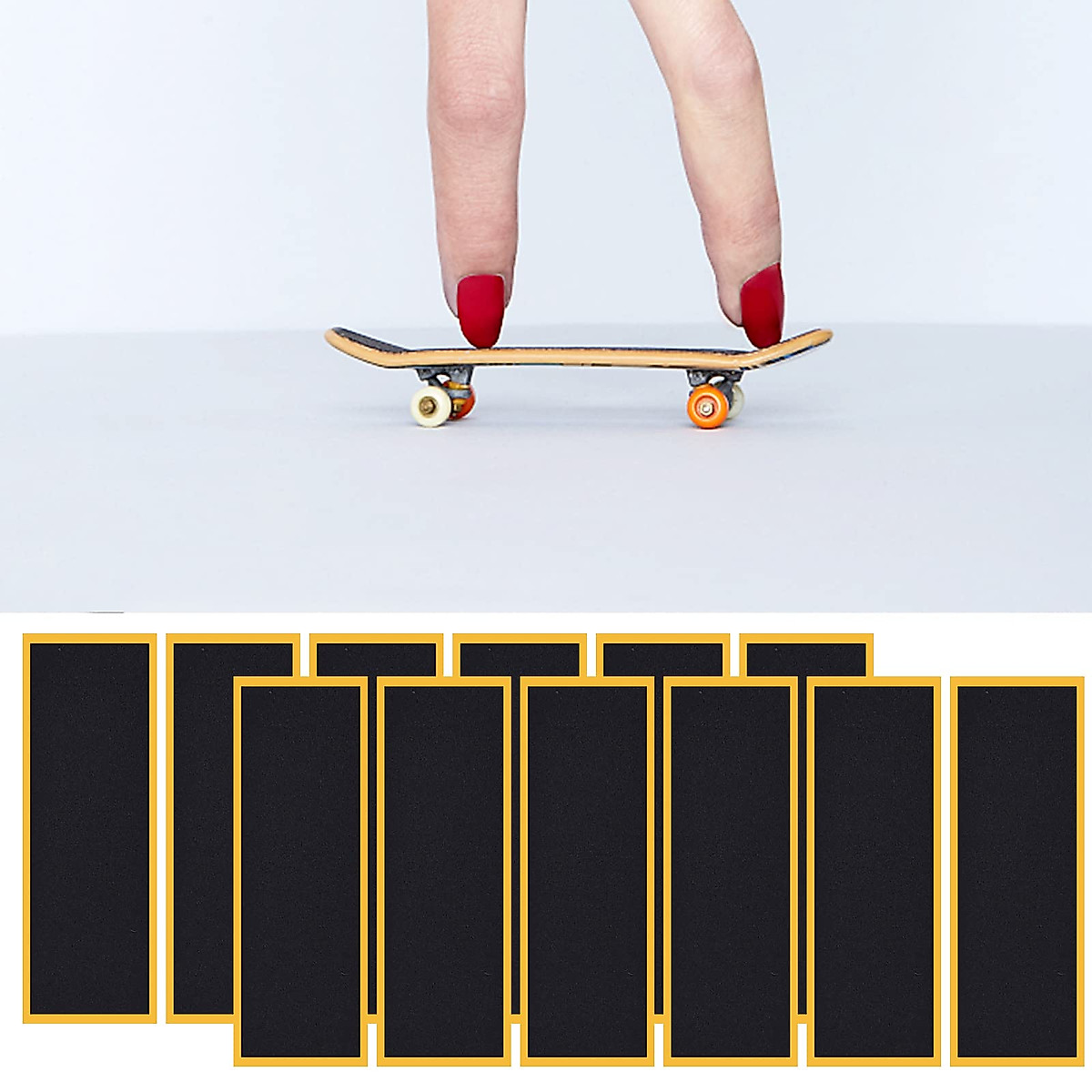 12 Piece Mini Finger Fingerboard Grip Tape,Foam Grip Tape Pro Fingerboard Tech Deck Performance Series，P-rep Professional Original Black Skateboard Fingerboard Foam Grip Tape Stickers,38mmX110mm