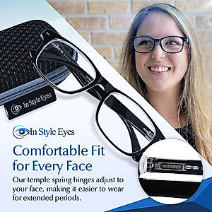 In Style Eyes Super Strong Eye Glasses, High Magnification Womens Reading Glasses - Non-Polarized Lens for Men - Black - 7.0x