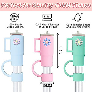 5PCS Straw Cover Cap for Stanley Cup, Silicone Straw Topper fit Stanley 30&40 Oz Tumbler with Handle, 10mm Drinking Straw Tip Covers for Stanley Cups Accessories.