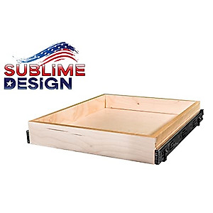 Sublime Design | Pull Out Tray | Bottom Mount | Baltic Birch Kitchen Cabinet Drawer | Slide Out Shelves | Roll Out Cabinet Organizer (11" Wide)