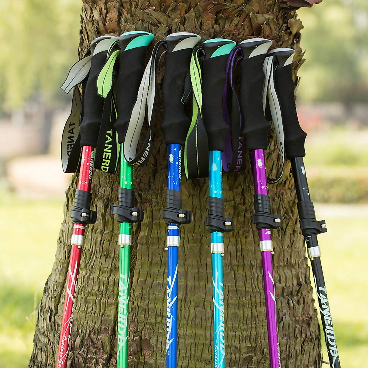 Upgrade Trekking Pole,Ultralight Aluminium Alloy Foldable, Anti Shock Walking/Camping （1 Pack，Red）