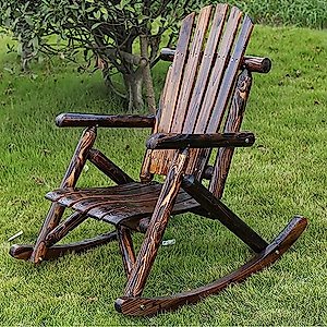 MACGRIP Rocking Chair,Full Solid Wood Frame Patio Rocking Chairs,Sled Style Base Glider Rocker,Suitable for Patio, Garden, Backyard, Porch, Outdoor