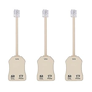 Antfly 3 PCS 2 Wire, 1 Line DSL Filter, with Built in Splitter, Phone Jack Splitter, in-line DSL Filter Splitter/in-line DSL Filter RJ11 6P2C Male to 2 Female Telephone Modem ADSL Splitter Filter