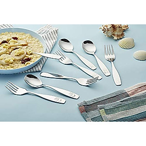 ANNOVA Kids Silverware 12 Pieces Children's Safe Flatware Set Stainless Steel - 6 x Safe Forks, 6 x Children Dinner Spoons, Toddler Utensils, Metal Cutlery Set for Lunchbox (Engraved Dog Bunny)