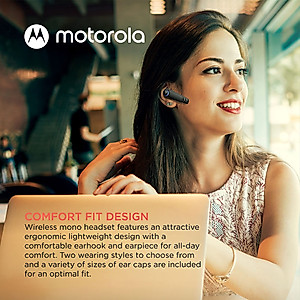 Motorola Bluetooth Earpiece HK500 in-Ear Wireless Mono Headset with Mic for Clear Phone Calls - Smart Touch/Voice Control, Noise Cancelling Microphone, Multipoint Connectivity, Long Battery Life