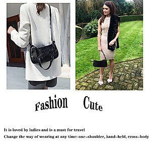 Scioltoo Clutch Purses Shoulder Bag for Women Trendy Super Cute Tote Shoulder Bags With zipper Closure Women's Classic Evening Bag Black + shoulder strap