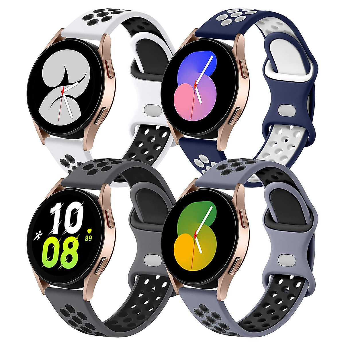 Lerobo Band Compatible with Samsung Galaxy Watch 7/6/5/4 Band/Watch 5 Pro Band 45mm/Active2 40mm 44mm,Galaxy Watch 6 4 Classic 43mm 47mm Sport Strap,20mm Silicone Watchband Sport Strap for women men