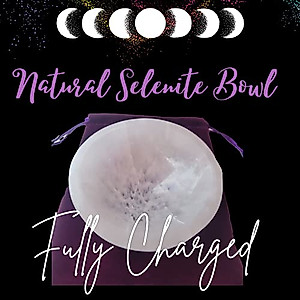 Worldly Finds Selenite Crystal Smudge Bowl, Polished Thickly Hand-Carved, Moroccan Crystal Holder to Charge, Cleanse Crystals, Charging, Smudging Bowl, Spiritual Gifts, Wicca Supplies (4" Large)