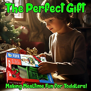 Funwares Green Tractor Engaging Kids' Dinnerware Set: Durable, Divided Plate, Fun Fork and Spoon, Ideal for Picky Eaters, Educational Mealtime, Easy Cleaning, Gift for Toddlers