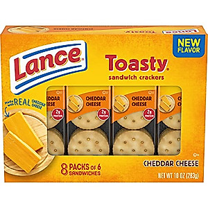 Lance Sandwich Crackers, Toasty Cheddar, 8 Individually Wrapped Packs, 6 Sandwiches Each