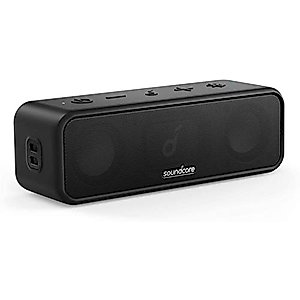 Soundcore 3 by Anker, Bluetooth Speaker with Stereo Sound, 24H Playtime, IPX7 Waterproof, Pure Titanium Diaphragm Drivers, PartyCast, BassUp, App, Custom EQ, for Home, Outdoor, and Beach