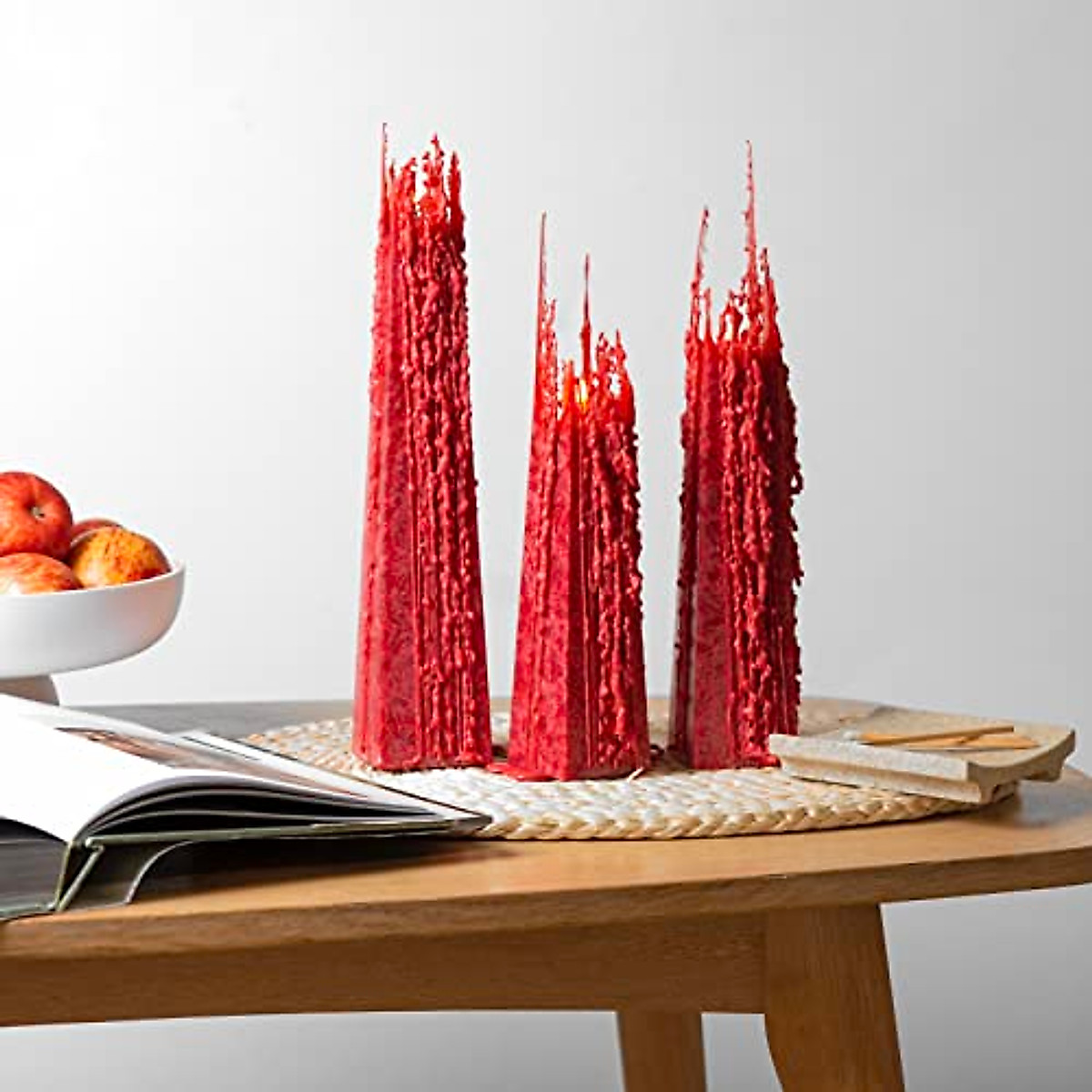 Fragranced Pillar Icicle Candle (Pohutukawa, Medium) Natural Plant & Beeswax, 12.8” Tall, Premium Fragrance (no nasties), Handmade in New Zealand, 75 hrs Burn time.