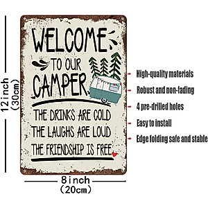 Camper Decor Camping Accessories For Campers Rv Decorations For Inside Sign Metal Tin Signs Funny Campsite Rules Travel Trailer Wall Decor Personalized Welcome Gifts