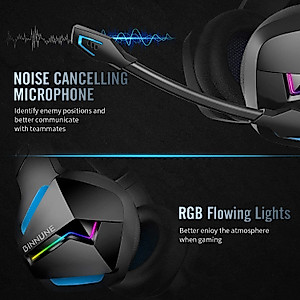 BINNUNE Gaming Headset with Microphone for PS4 PS5 Xbox One PC Playstation 4 Xbox 1 Game Audifonos Gamer Headphones with Mic (Renewed)