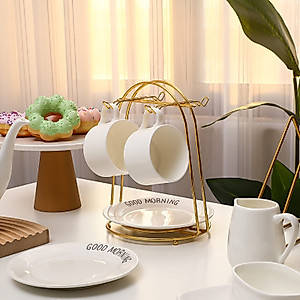 Toddmomy Iron Coffee Cup Holder Rack, Gold (8.25X6.68X5.89in), Storage for Home Kitchen Desktop