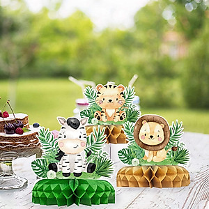 Safari Baby Shower Honeycomb Centerpiece Table Decorations 7pcs Jungle Animals Party Supplies for Baby Shower Boy Decoration Wild One Birthday Outfit Boy Girl Gender Reveal Safari Party Decor Supplies