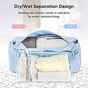 BALEINE Gym Bag for Women and Men, Small Duffel Bag for Sports, Gyms and Weekend Getaway, Waterproof Dufflebag with Shoe and Wet Clothes Compartments, Lightweight Carryon Gymbag (Azure)