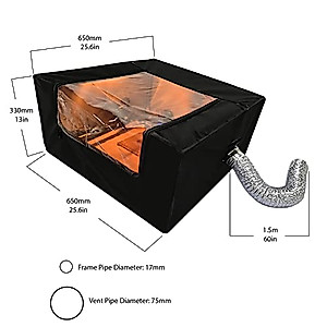 Laser Engraver Enclosure with Smoke Vent and LED Light, Fireproof Fabric, Eye Protection Film, 25x25x13 Inch Laser Engraving Machine Protective Cover,Reduce Laser Beam for COMGO Z1 A5Pro Master2 S2