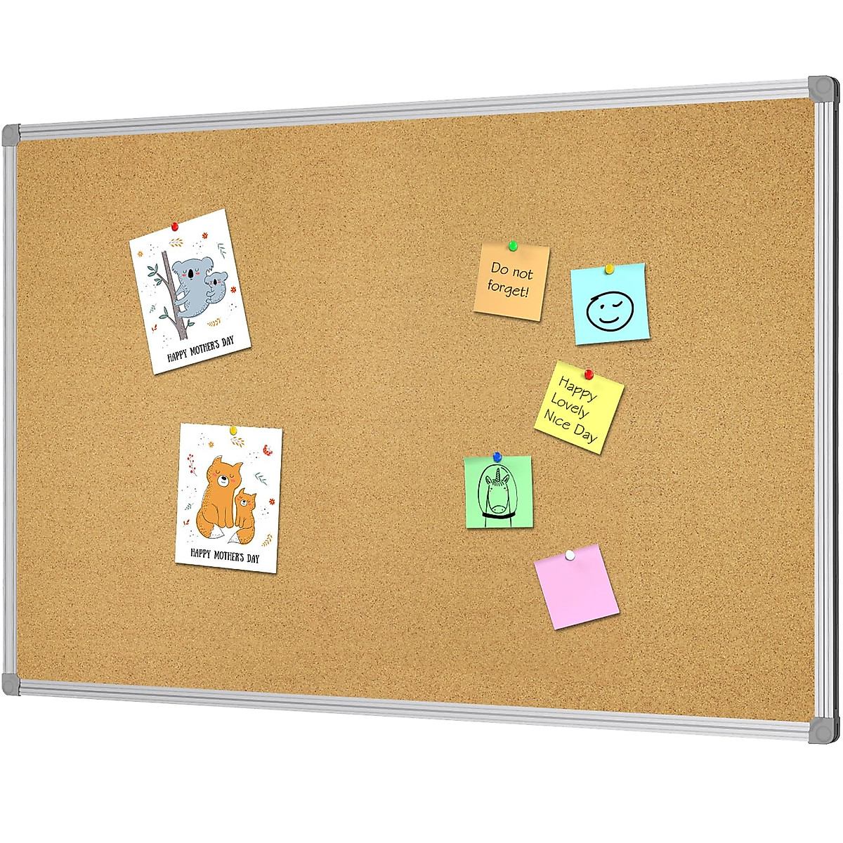 Lockways Cork Board Bulletin Board, Double Sided Corkboard 36" x 24", Wall-Mounted Aluminum Framed Message Presentation Notice Board 3 x 2