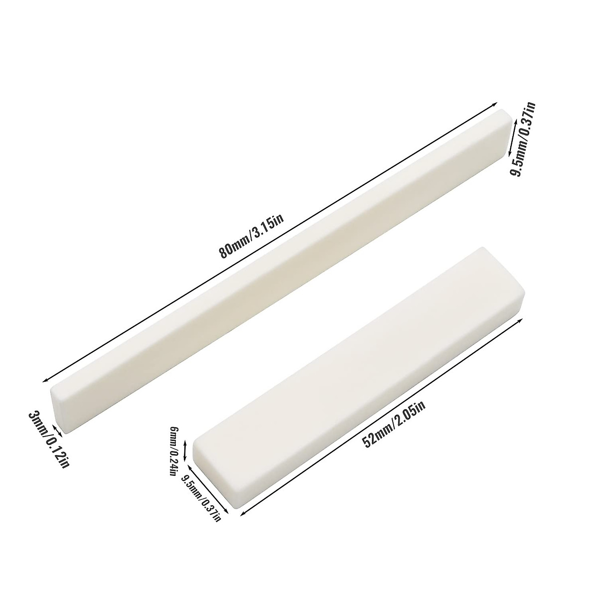 3 Set DIY Bone Guitar Bridge Blank Nut Saddle Compatible for Electric Bass Acoustic Classical Guitar Mandolin Banjo Ukulele (Saddlex3+Nutx3)