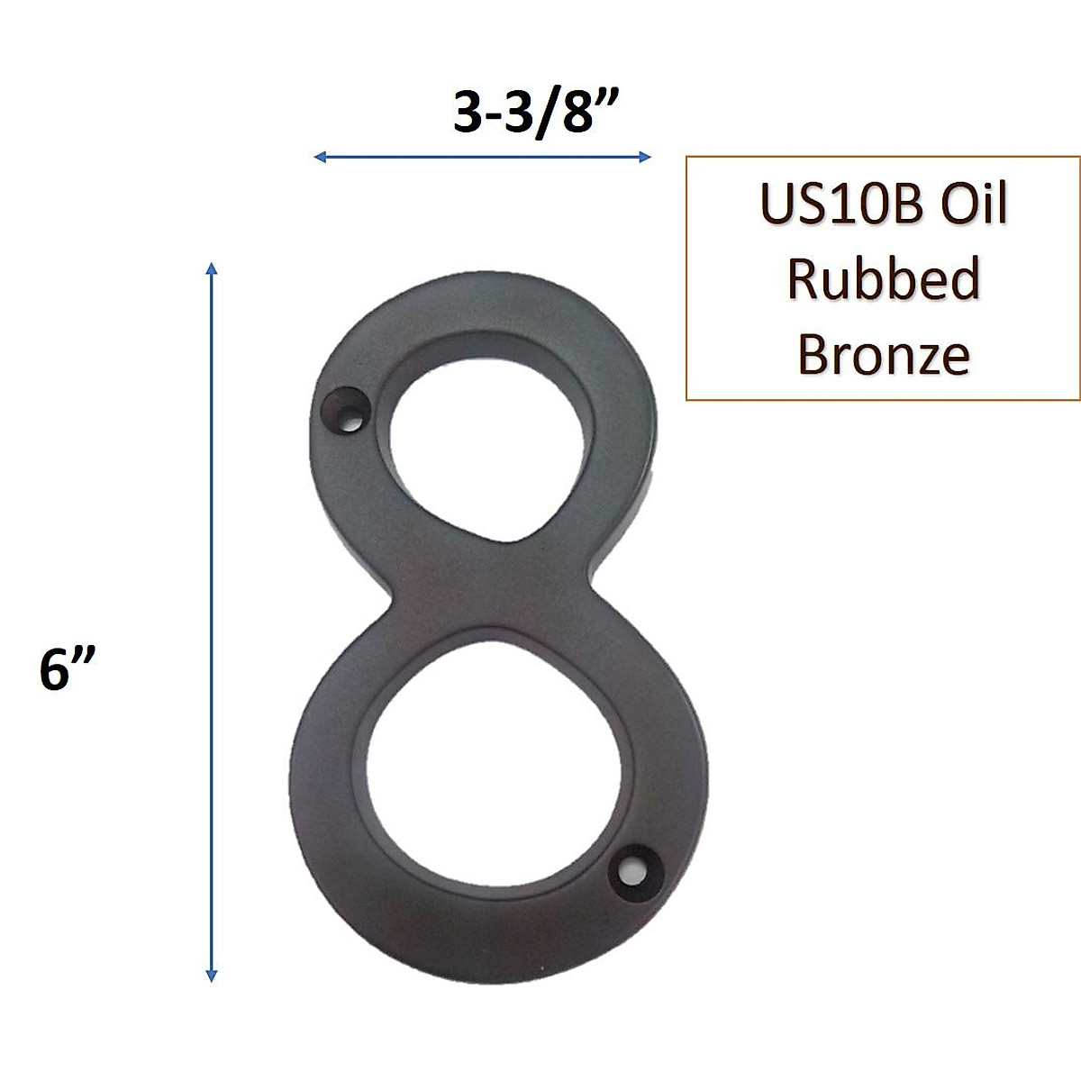 QCAA Traditional Heavy Forged Brass House Number, 6", 8, US10B Oil Rubbed Bronze