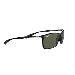 Ray-Ban Men's RB4179 Liteforce Square Sunglasses, Matte Black/Polarized Green, 62 mm + 1