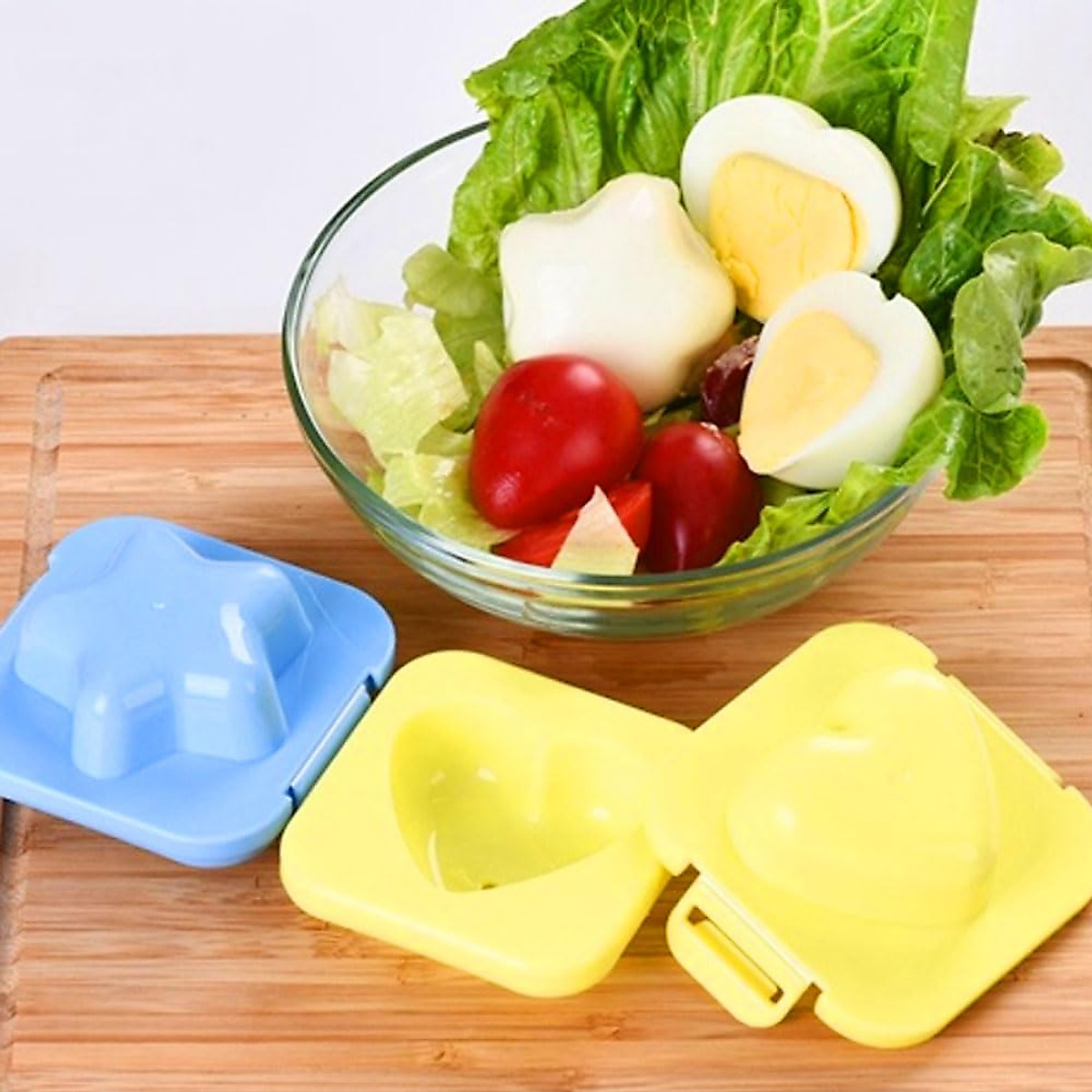 6 Pcs Cartoon Cute Boil Egg Mold, Egg Sushi Rice Mould Plastic Cake Chocolate Mold With Rabbit Bear Fish Car Star Love Heart Shape Decorating Fondant Cake Cookery Molds