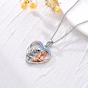 ONEFINITY Jack And Sally Necklace Nightmare Sterling Silver Family Heart Pendant Jewelry Before Christmas Birthday Gifts for Women
