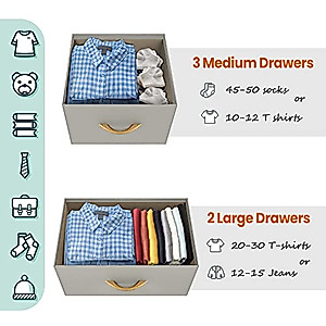 Bigroof Dresser for Kids Bedroom with 5 Drawers, Storage Drawer Organizer, Wide Chest of Drawers for Closet, Clothes Kids Baby Nursery TV Stand with Storage Drawers, Wood Board, Fabric Drawer (Maple)